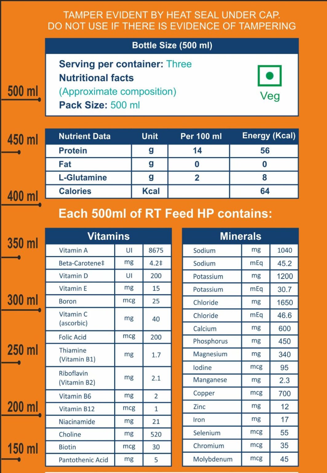 RTFeed ® RTH 500 ml, (Pack of 10 Bottles) - Burette